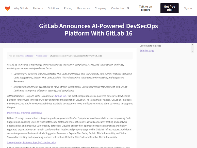 GitLab、セキュリティやコンプライアンス関連の機能を強化した「GitLab 16」を発表 - クラウド Watch